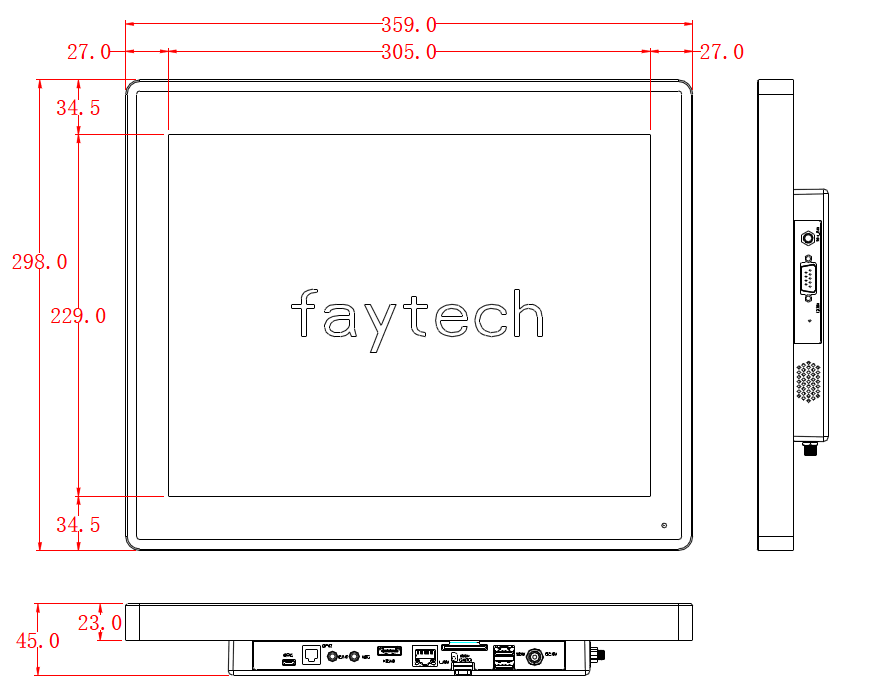 FT15V40CAPOB 15″ faytech Capacitive Android Touch Panel PC ARM V40 1024x768 IP65 | Faytech Tech ...